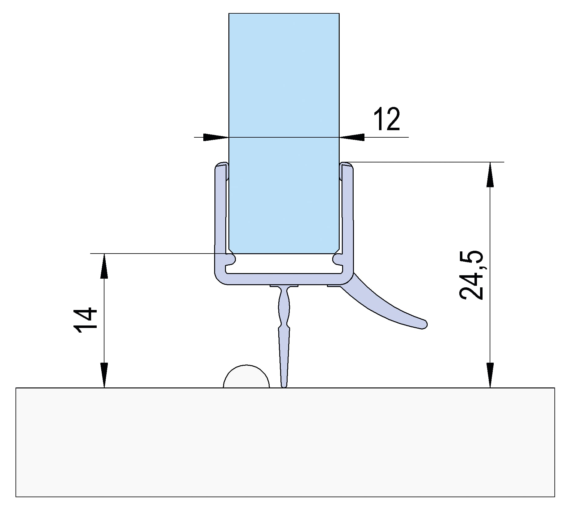 Bottom Door Seal and Deflector 10-12mm Glass | PS Glass Fittings