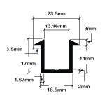 Recessed U Channel For 10mm & 12mm Glass | PS Glass Fittings