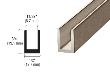 Brushed Nickel Shower U Channel | PS Glass Fittings